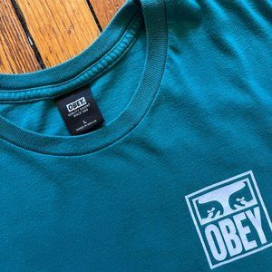 Obey | Shirts | 200s Era Obey Men Teal Blue Green White Andre The Giant Eyes Double Side Tshirt ...